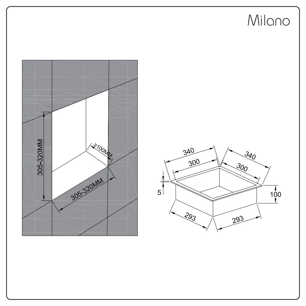 Milano - 340mm Square Shower Niche - Choice of Finish