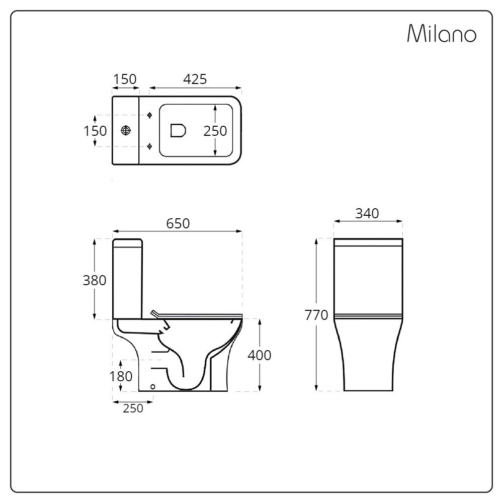 Milano Avenham - Modern Close Coupled Toilet with Soft Close Seat ...