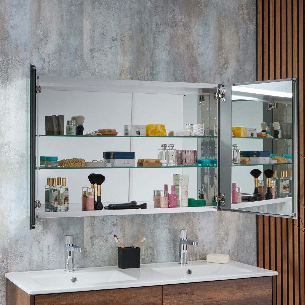 Milano Cleo - Modern Mirrored Cabinet - 1000mm x 660mm