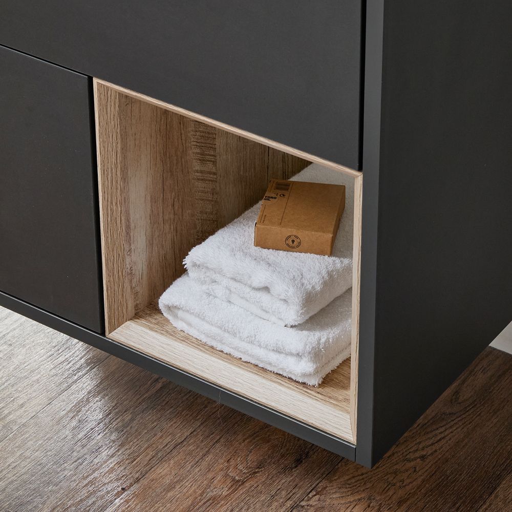 Milano Bexley - 1010mm Wall Hung Open Shelf Vanity Unit with Basin ...