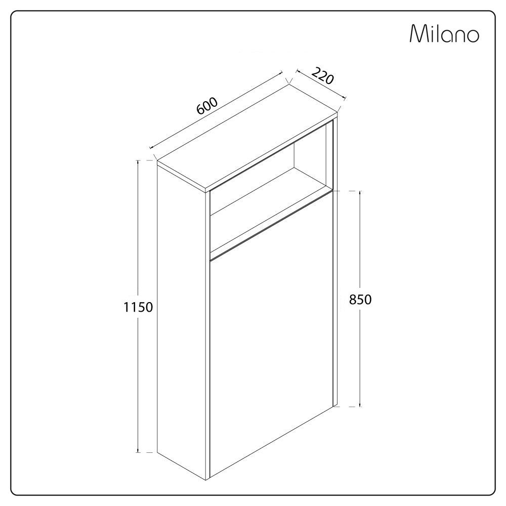 Milano Bexley - 600mm WC Unit with Brunswick Back to Wall Toilet ...
