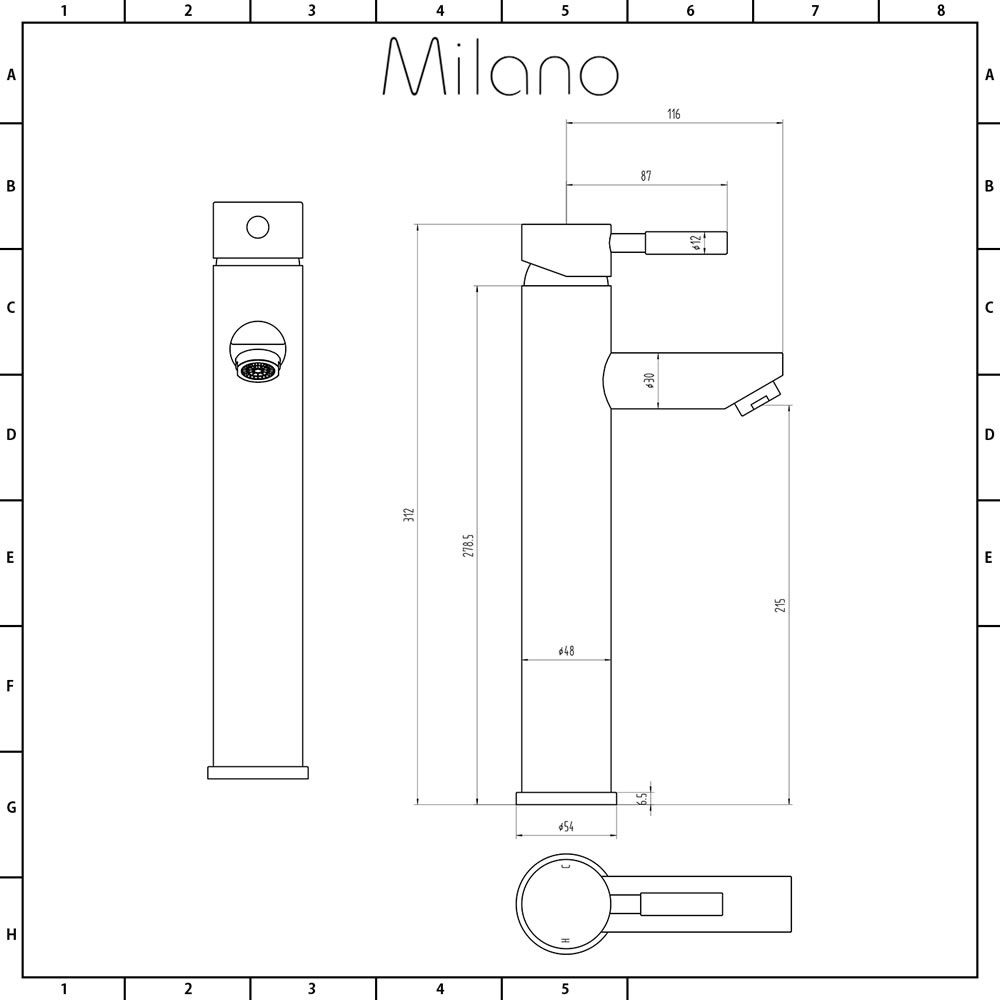 Milano Irwell - White Modern Round Countertop Basin with High Rise ...