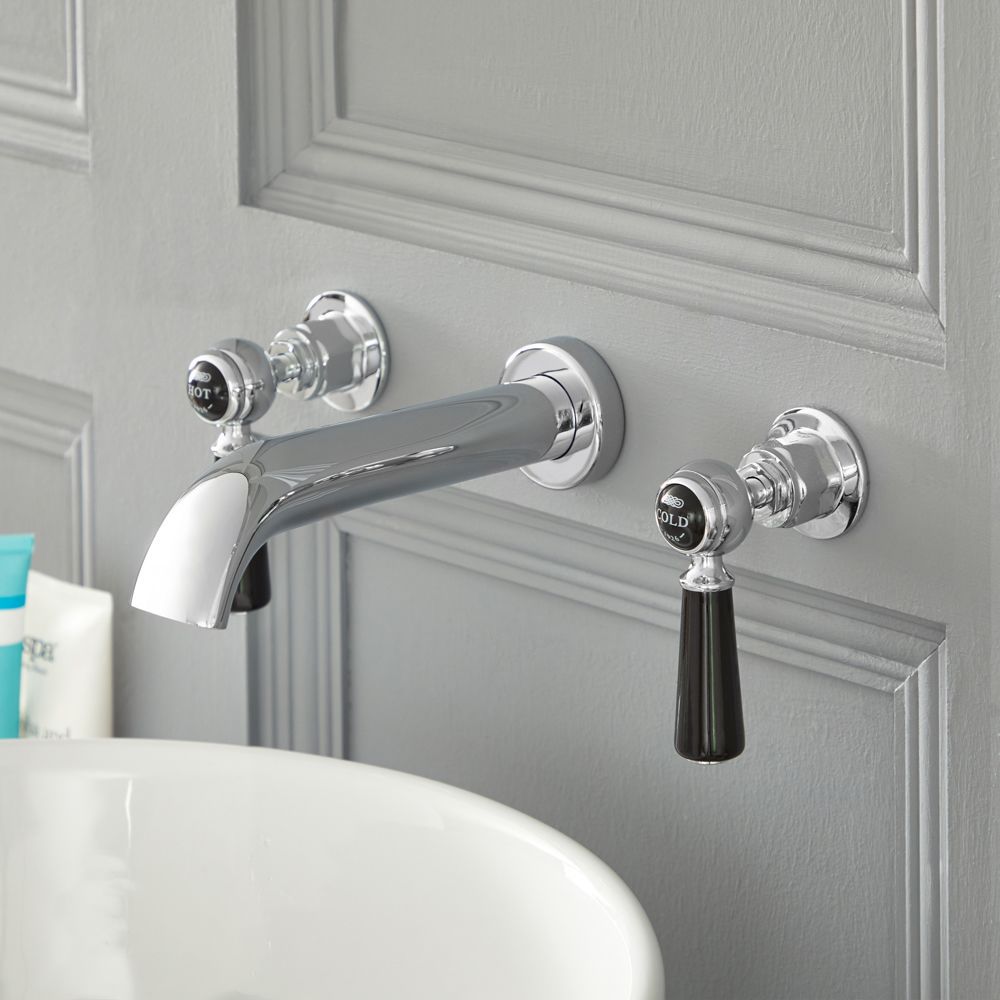 Milano Elizabeth - Traditional Wall Mounted 3 Tap-Hole Lever Head Basin ...