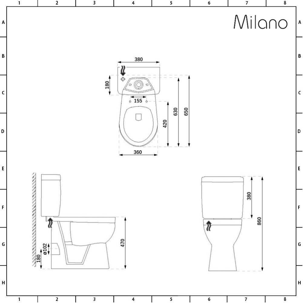 Milano Select - White Modern High Rise Disabled Doc M WC Toilet and Cistern