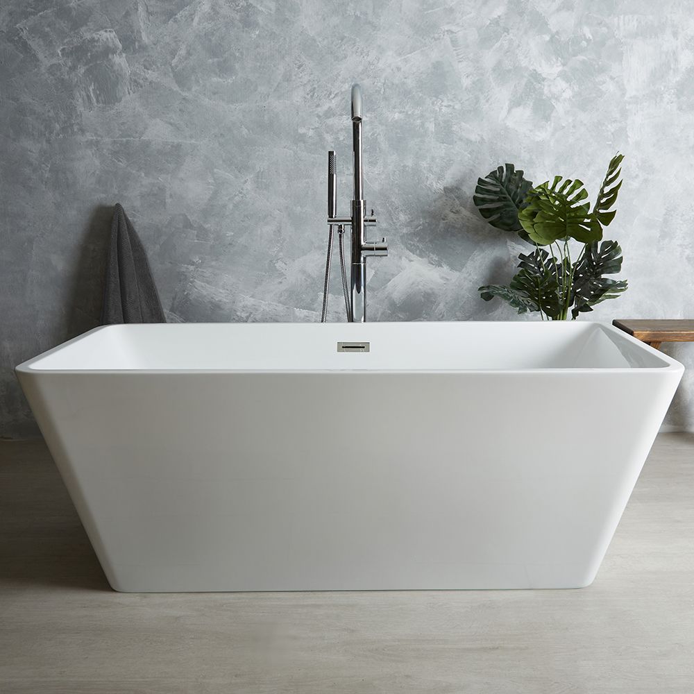 Milano Elswick White Modern Square Double Ended Freestanding Bath 1500mm x 750mm
