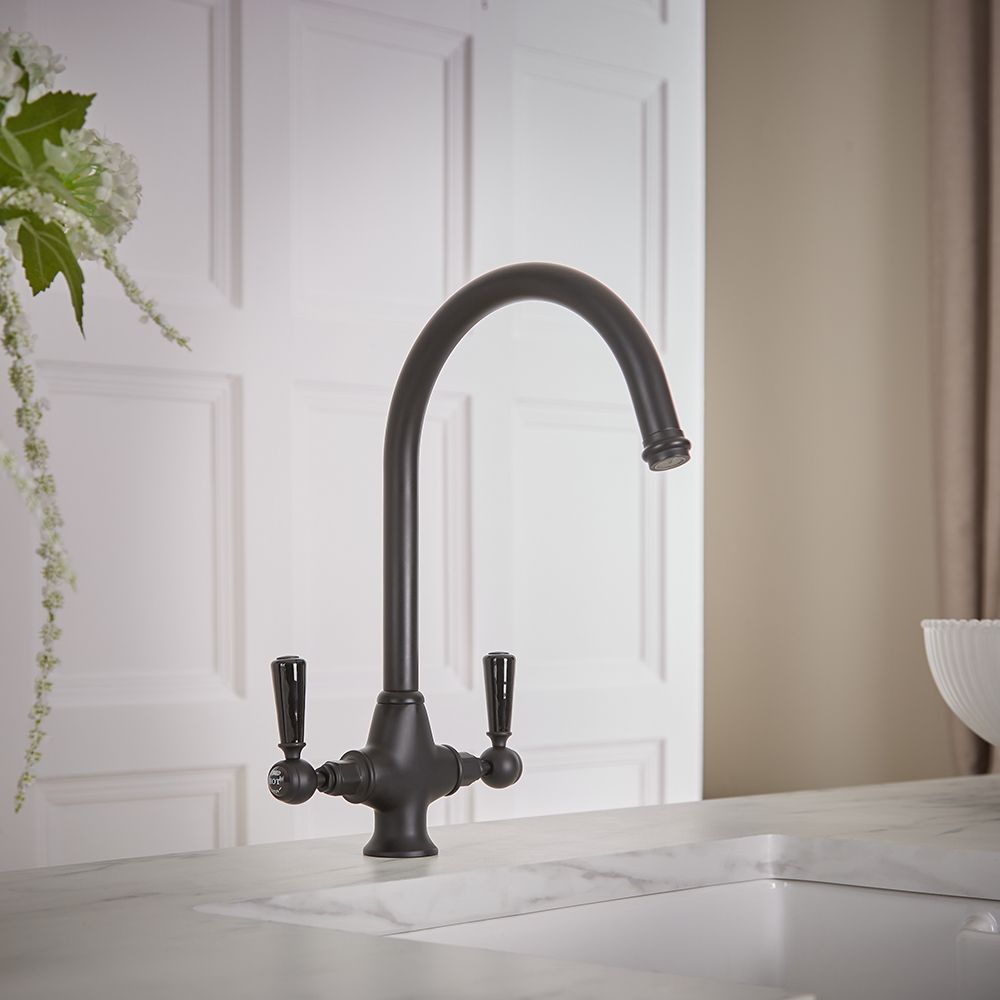 Milano Elizabeth Traditional Kitchen Mixer Tap Black
