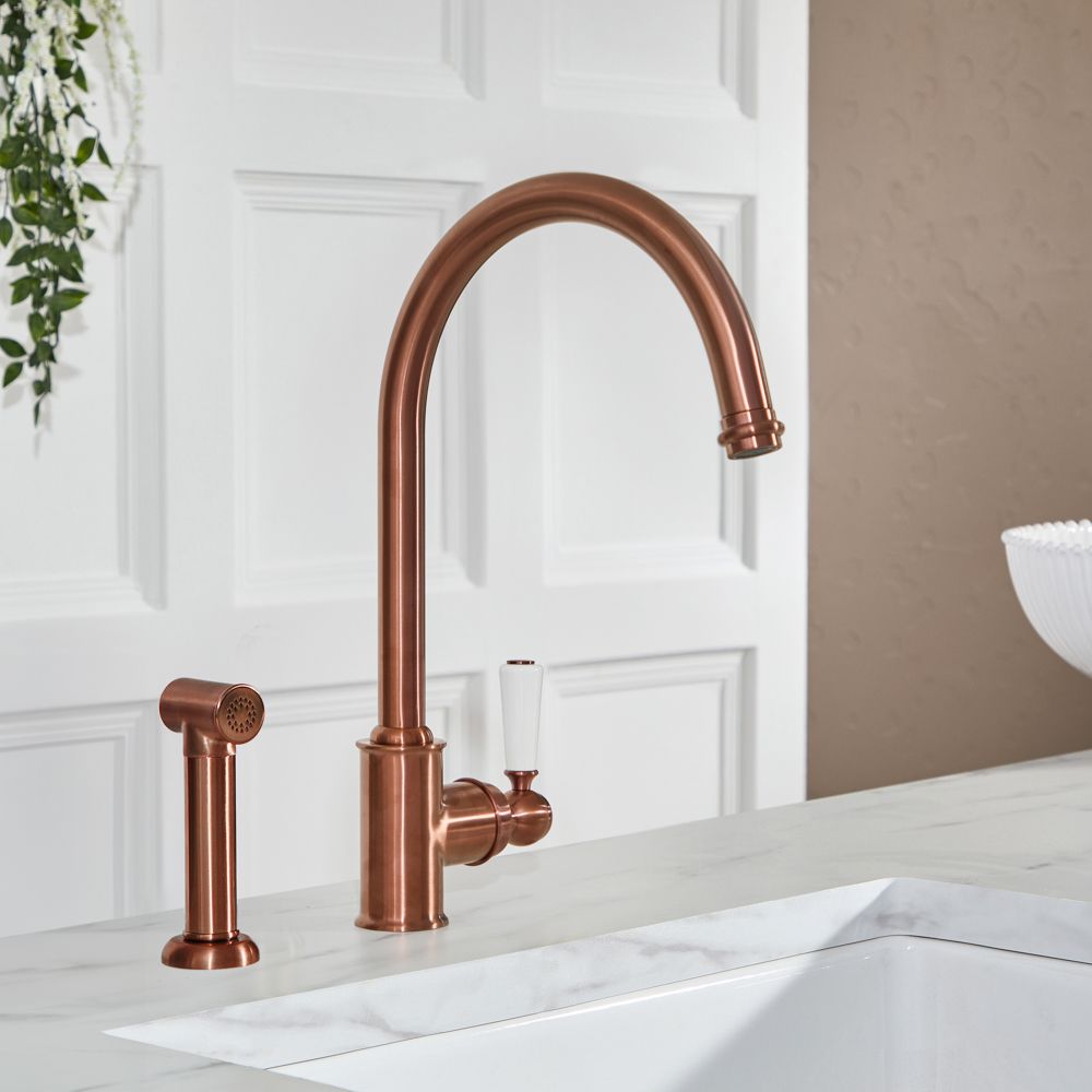 Milano Elizabeth - Single Lever Traditional Kitchen Mixer Tap with Pull ...
