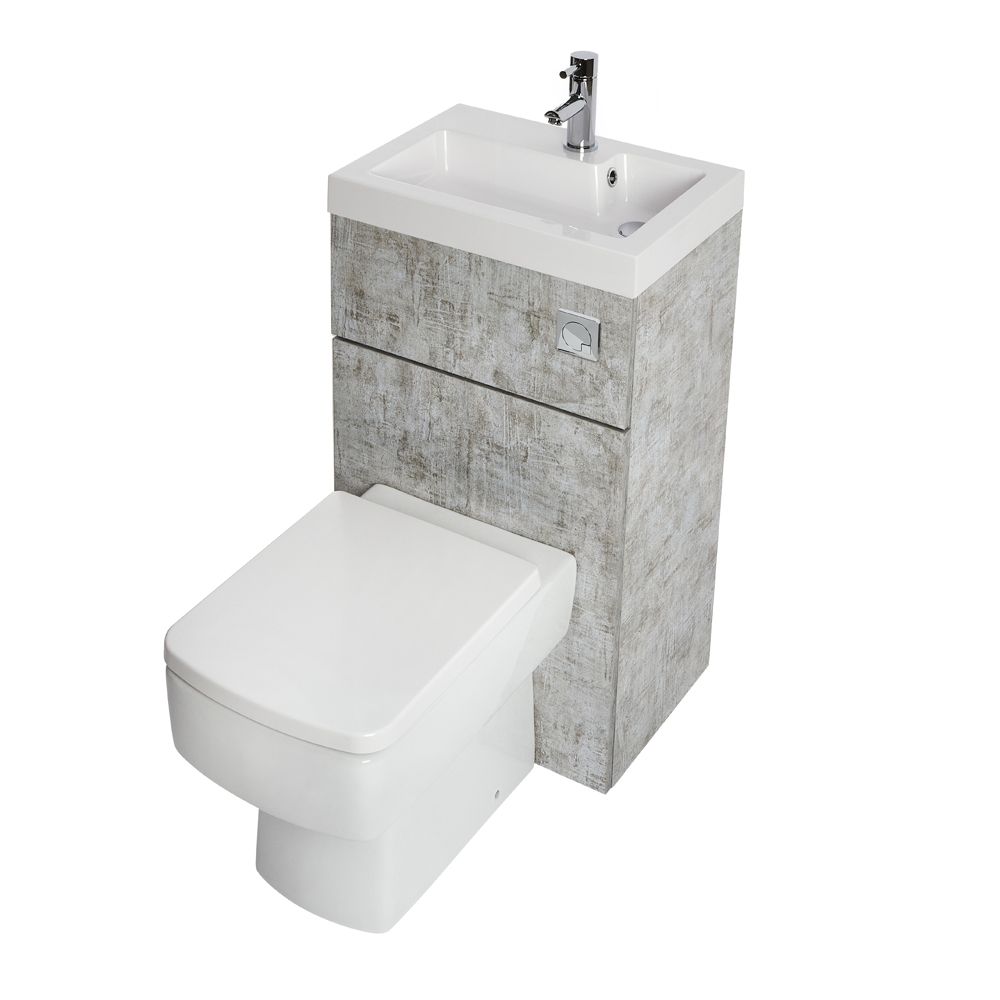 Milano Lurus - Concrete Grey Modern Farington Toilet and Basin and ...