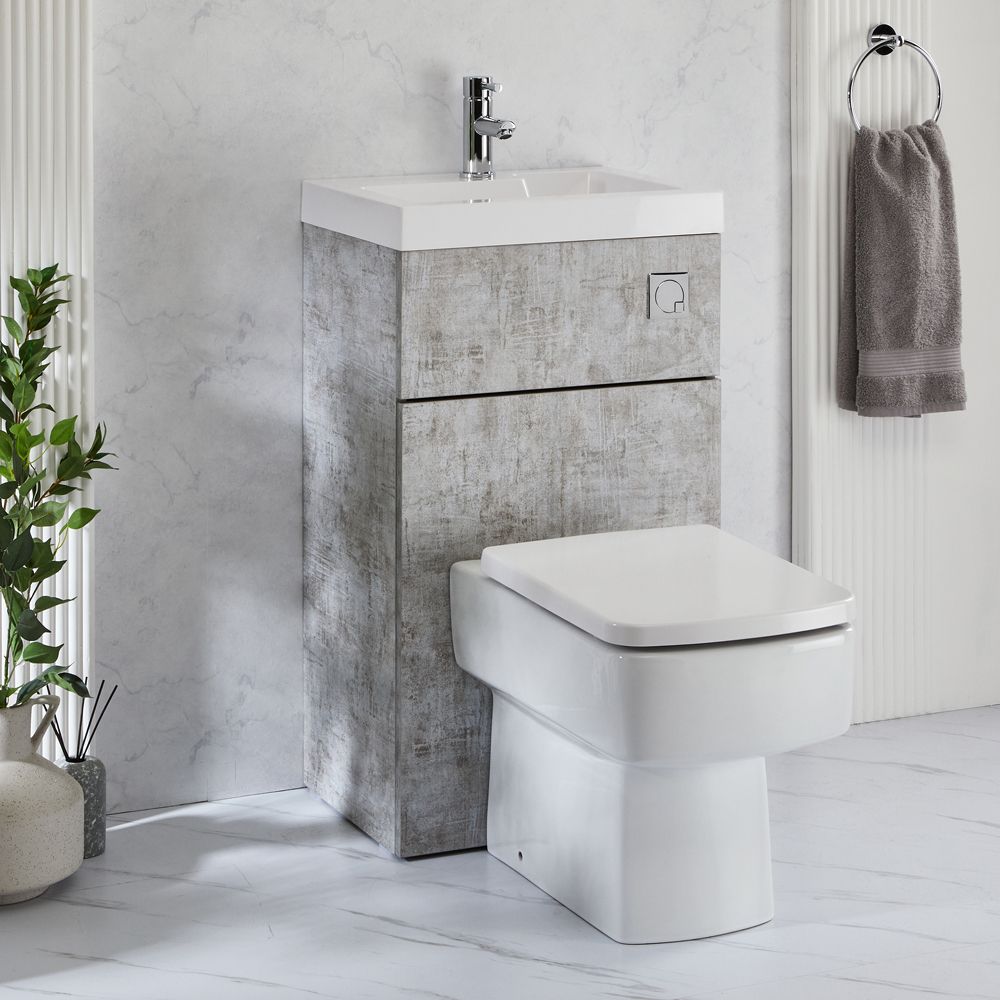 Milano Lurus - Concrete Grey Modern Farington Toilet and Basin and ...