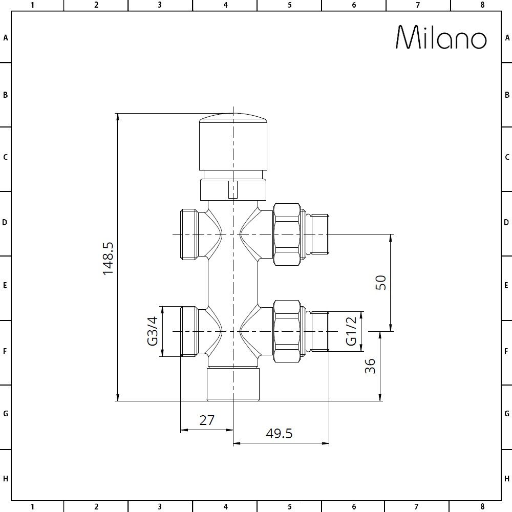 Milano - Chrome H-Block Straight Valve Chrome Handwheel - 15mm Copper ...