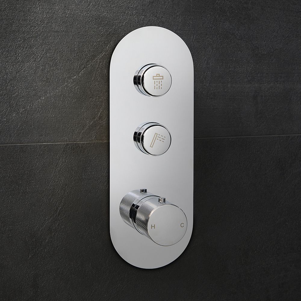 Milano Orta - 2 Outlet Round Push Button Thermostatic Shower Valve - Chrome