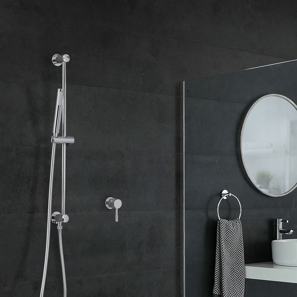 Milano Mirage - Chrome Shower with Pencil Hand Shower and Riser Rail (1 ...