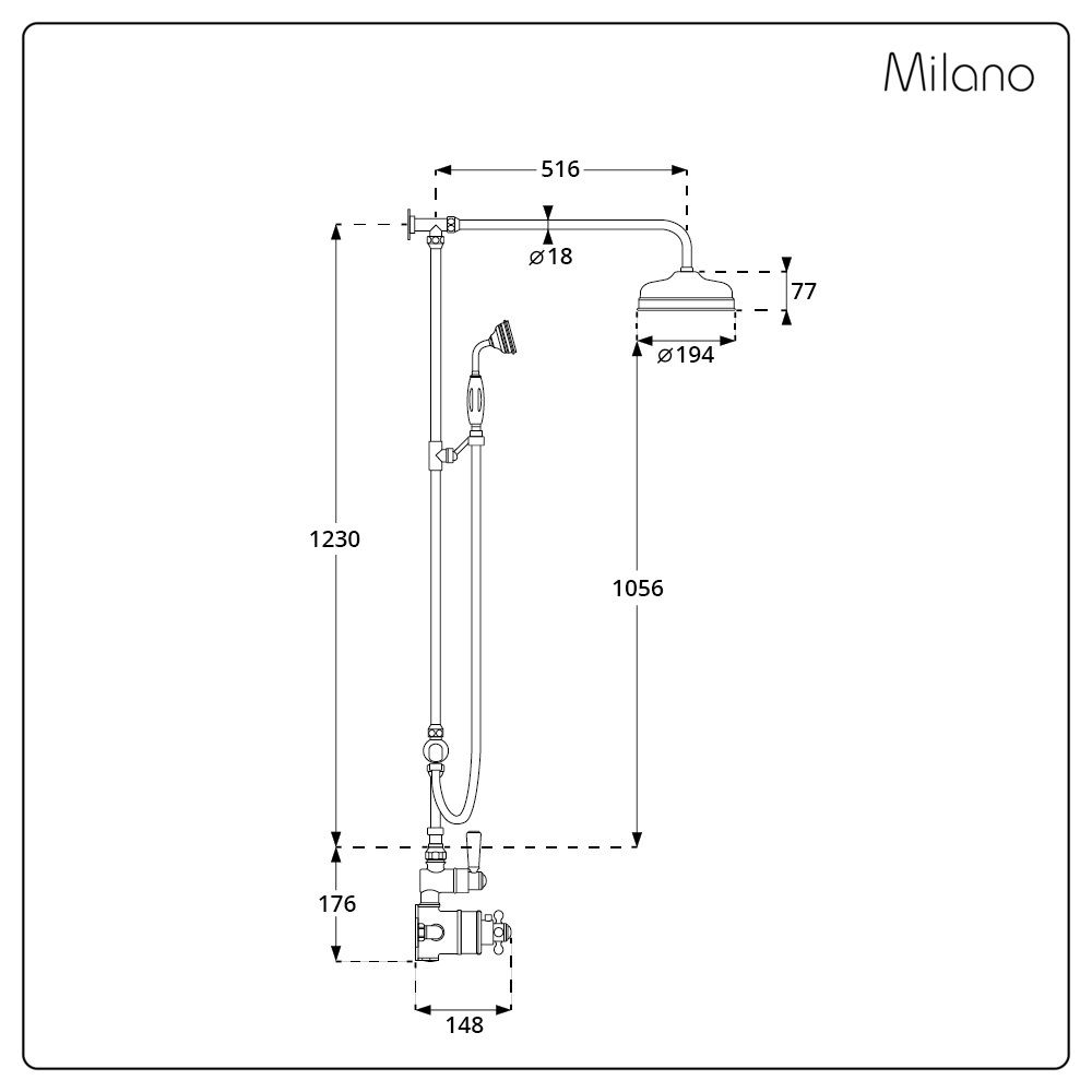 Milano Elizabeth - Chrome and White Traditional Twin Exposed ...