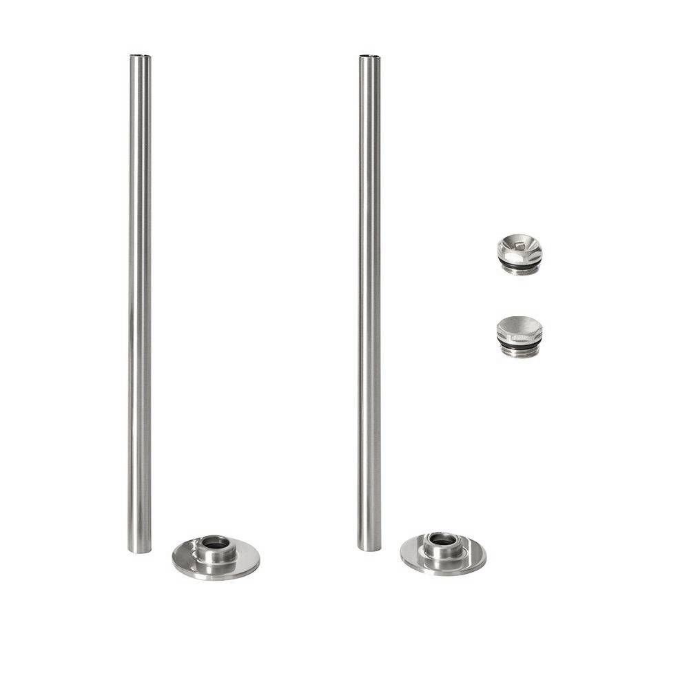 Milano - Satin Nickel Radiator Trim Kit - Pipe Connectors with Blanking ...
