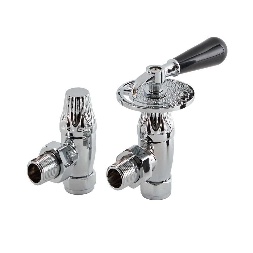 Milano - Traditional Thermostatic Angled Radiator Valve and Pipe Set ...