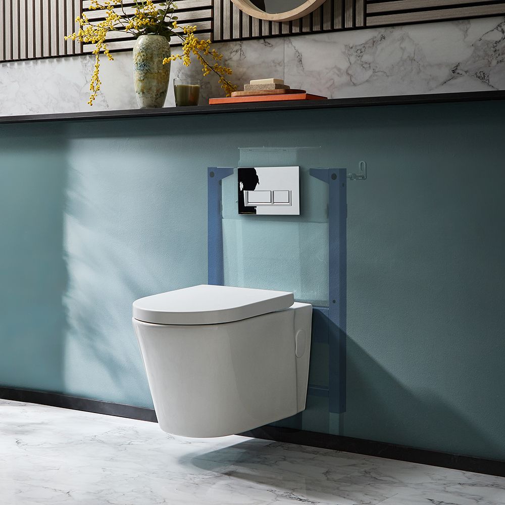 Milano Ballam - White Modern Rimless Wall Hung Toilet with Short Wall ...