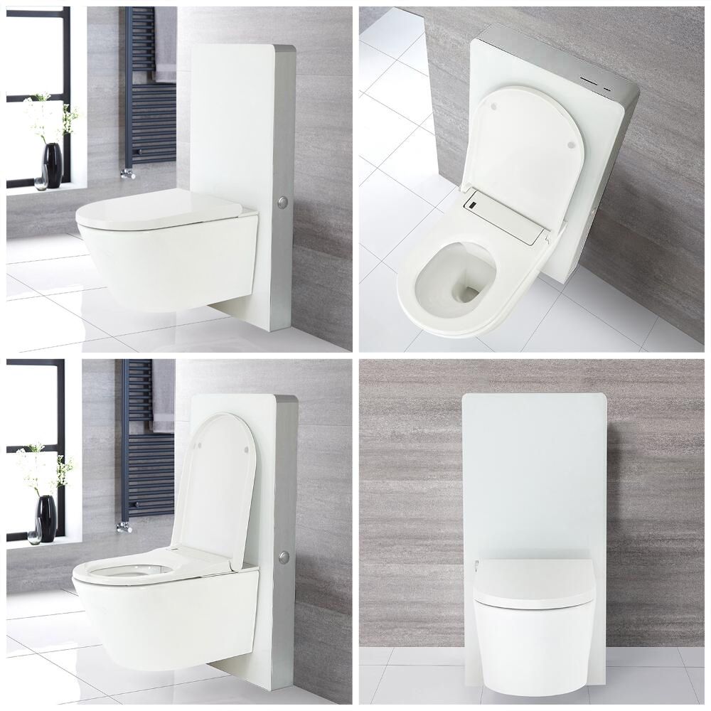 Milano Arca - White 500mm Compact WC Unit with Japanese Bidet Toilet