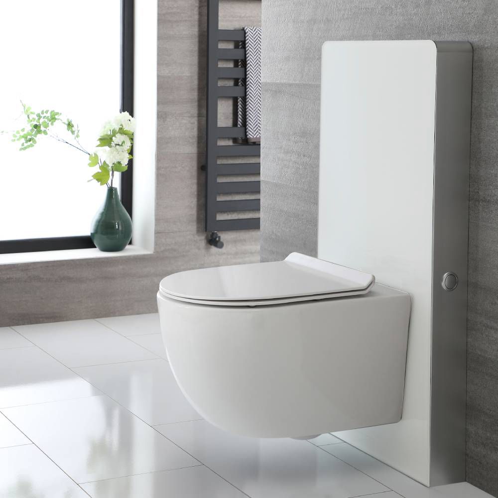Milano Arca White 500mm Compact WC Unit with Overton Rimless Toilet