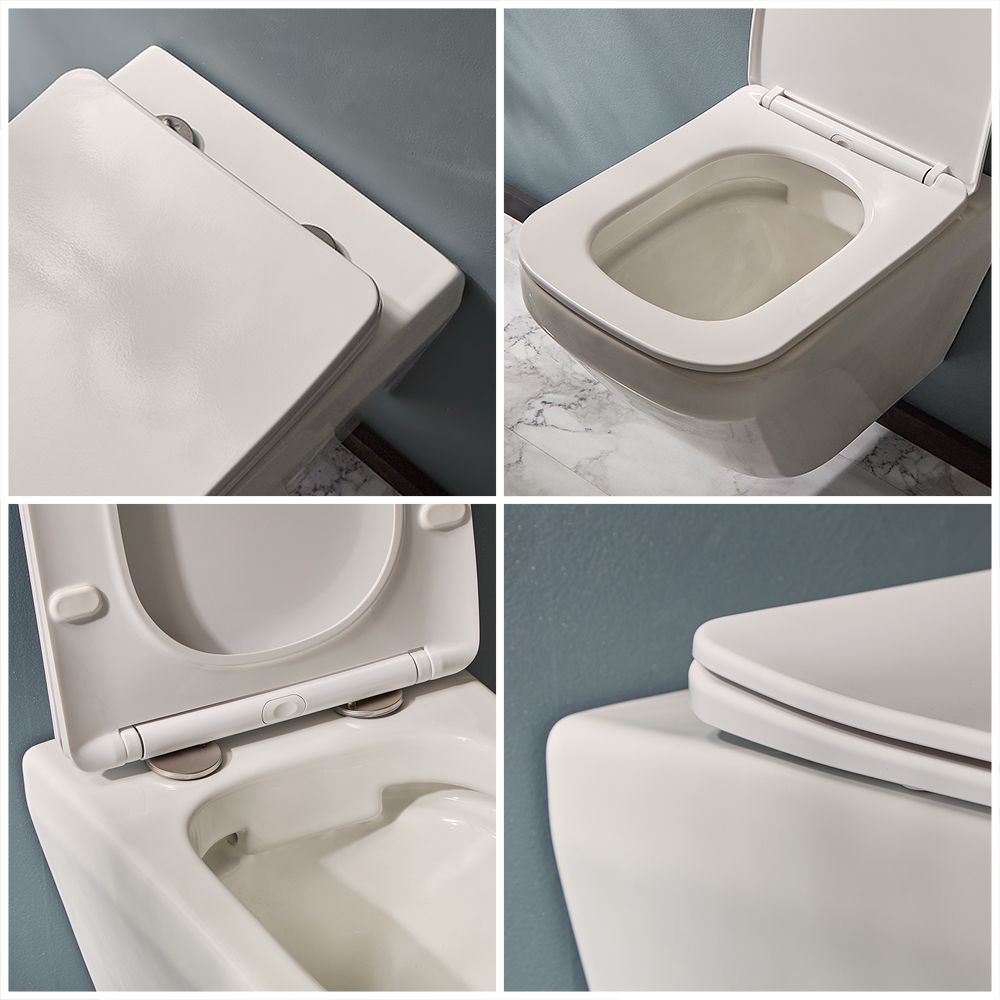 Milano Farington - White Modern Rimless Wall Hung Toilet with Tall Wall ...