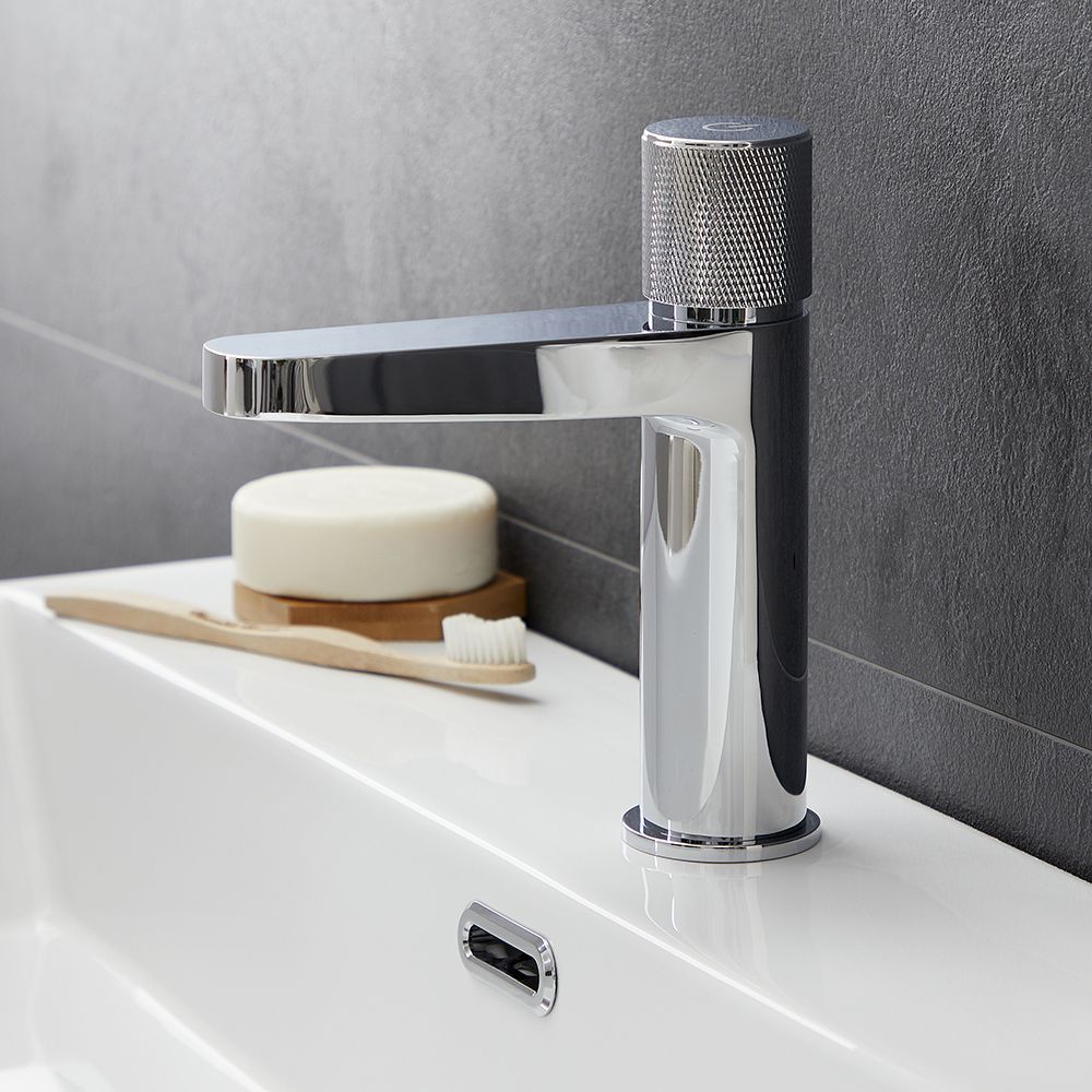 Milano Orta - Modern Push Button Mono Basin Mixer Tap - Chrome