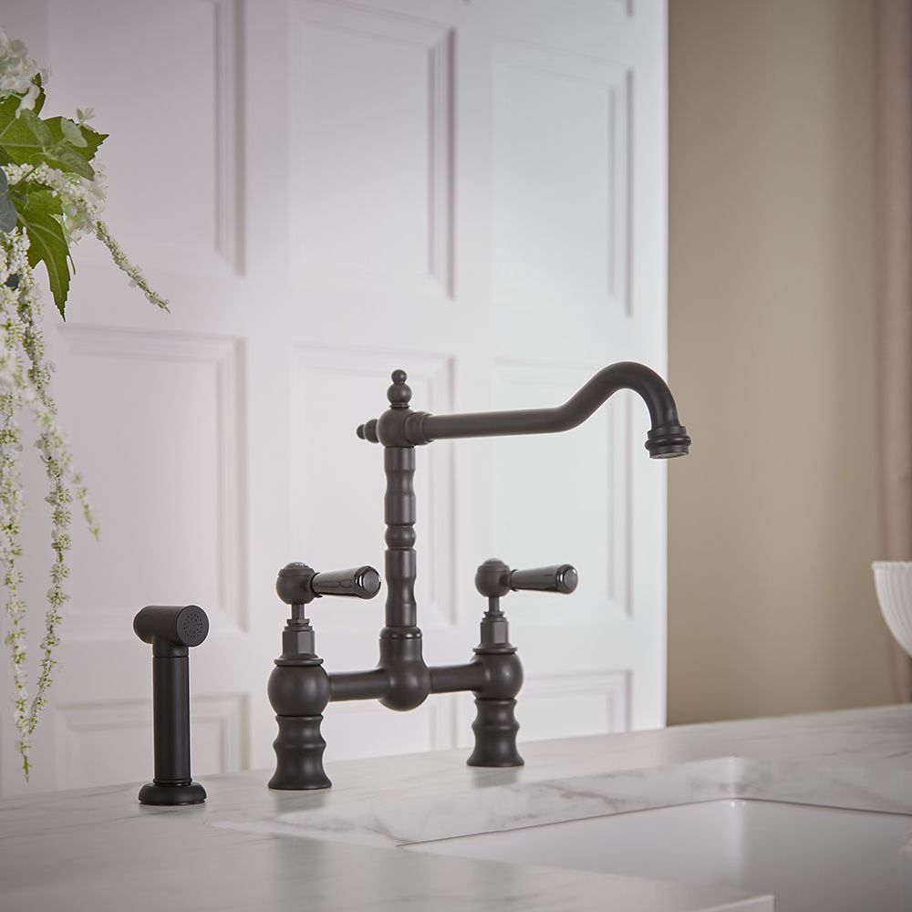 Milano Elizabeth - Classic Bridge Kitchen Mixer Tap with Pull-Out Spray ...