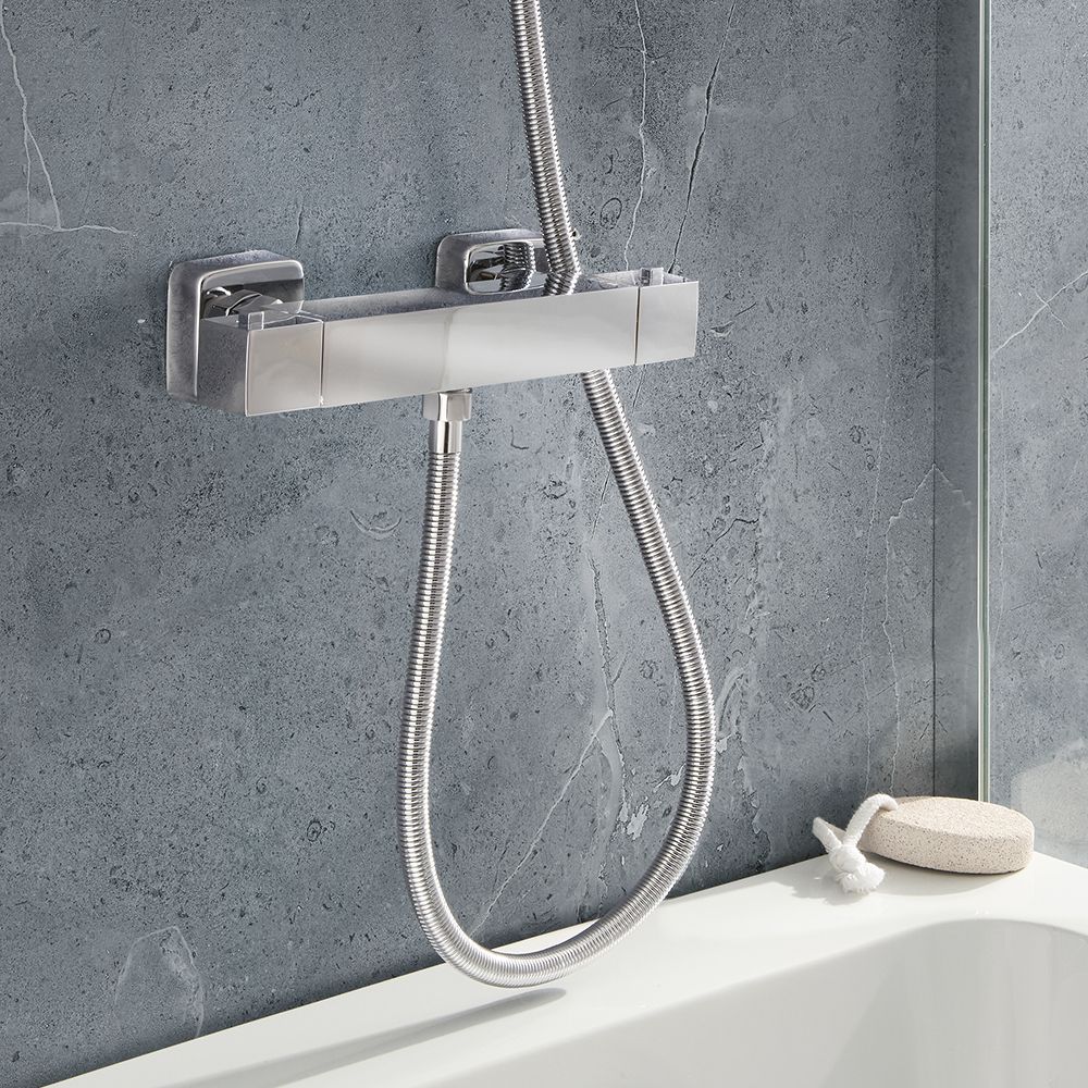 Milano Rune - Modern Square Thermostatic Bar Shower Valve - Choice of ...