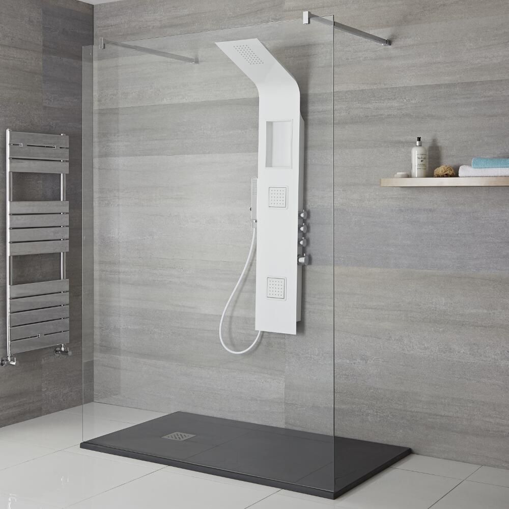 Milano Orton - Modern Exposed Shower Tower Panel with Shelf, Large ...