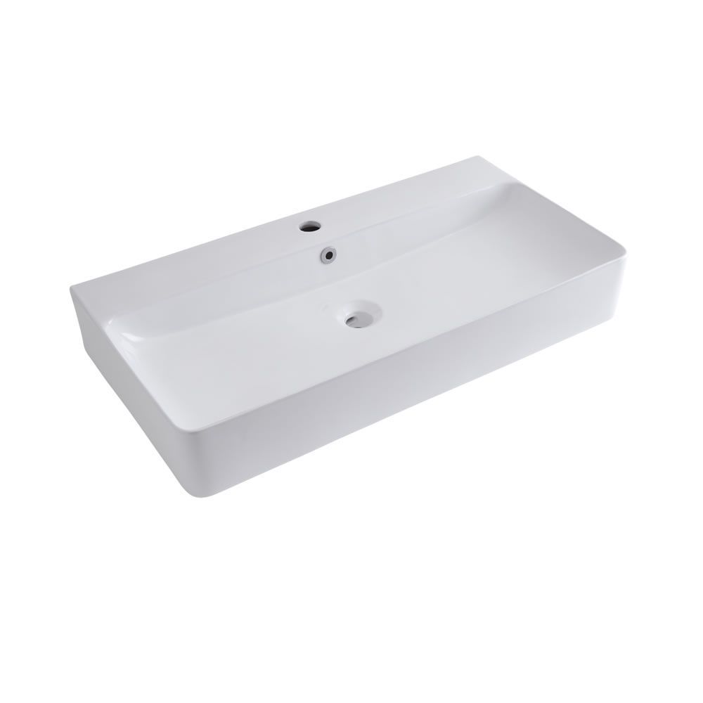 Milano Farington - White Modern Rectangular Wall Hung Basin - 800mm x ...