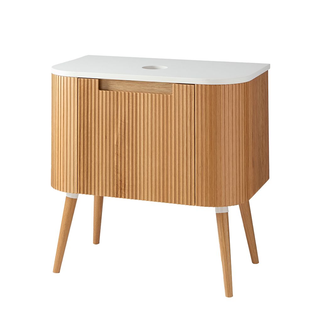 Milano Chalton - Oak 800mm Curved Fluted Vanity Unit - Choice of Basin