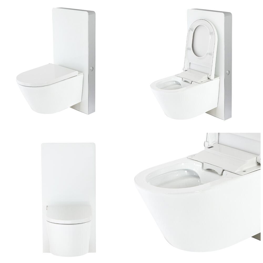 Milano Arca - White 500mm Compact WC Unit with Japanese Bidet Toilet