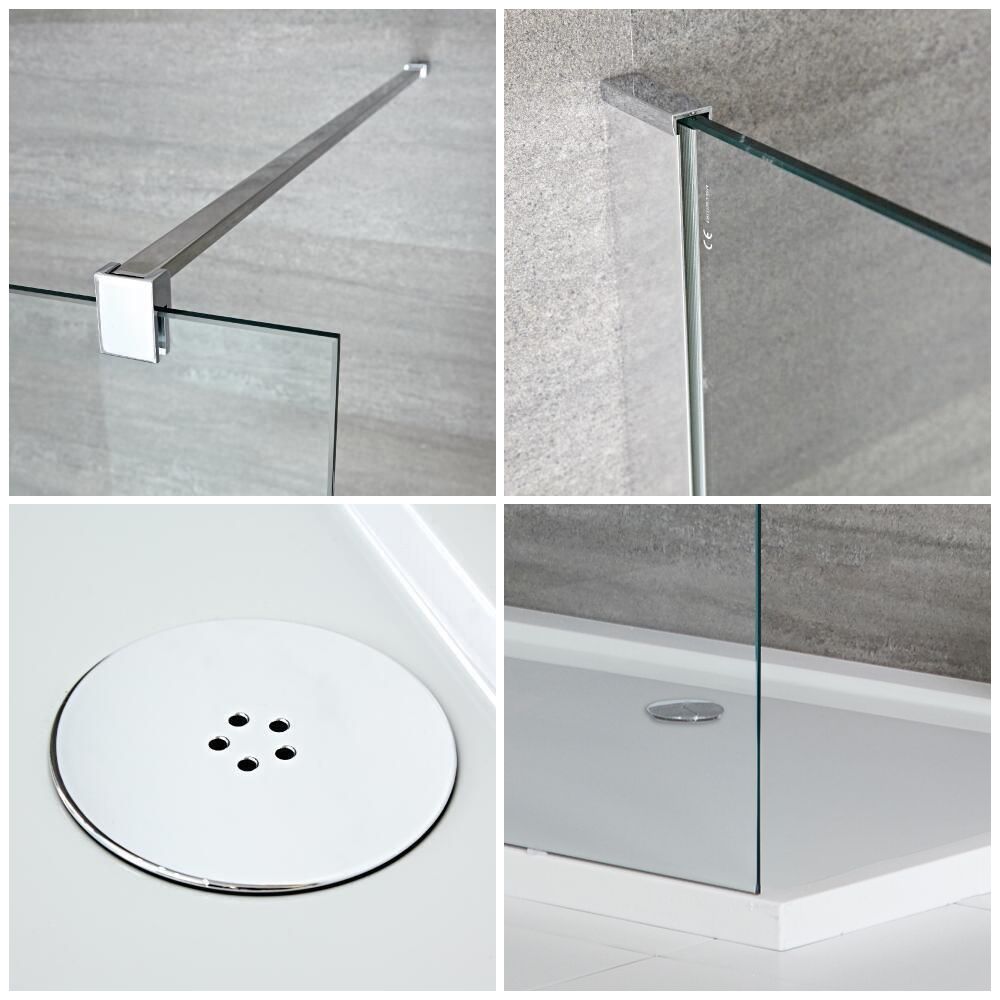 Milano Portland - Chrome Walk-In Shower Enclosure with Tray - Choice of ...