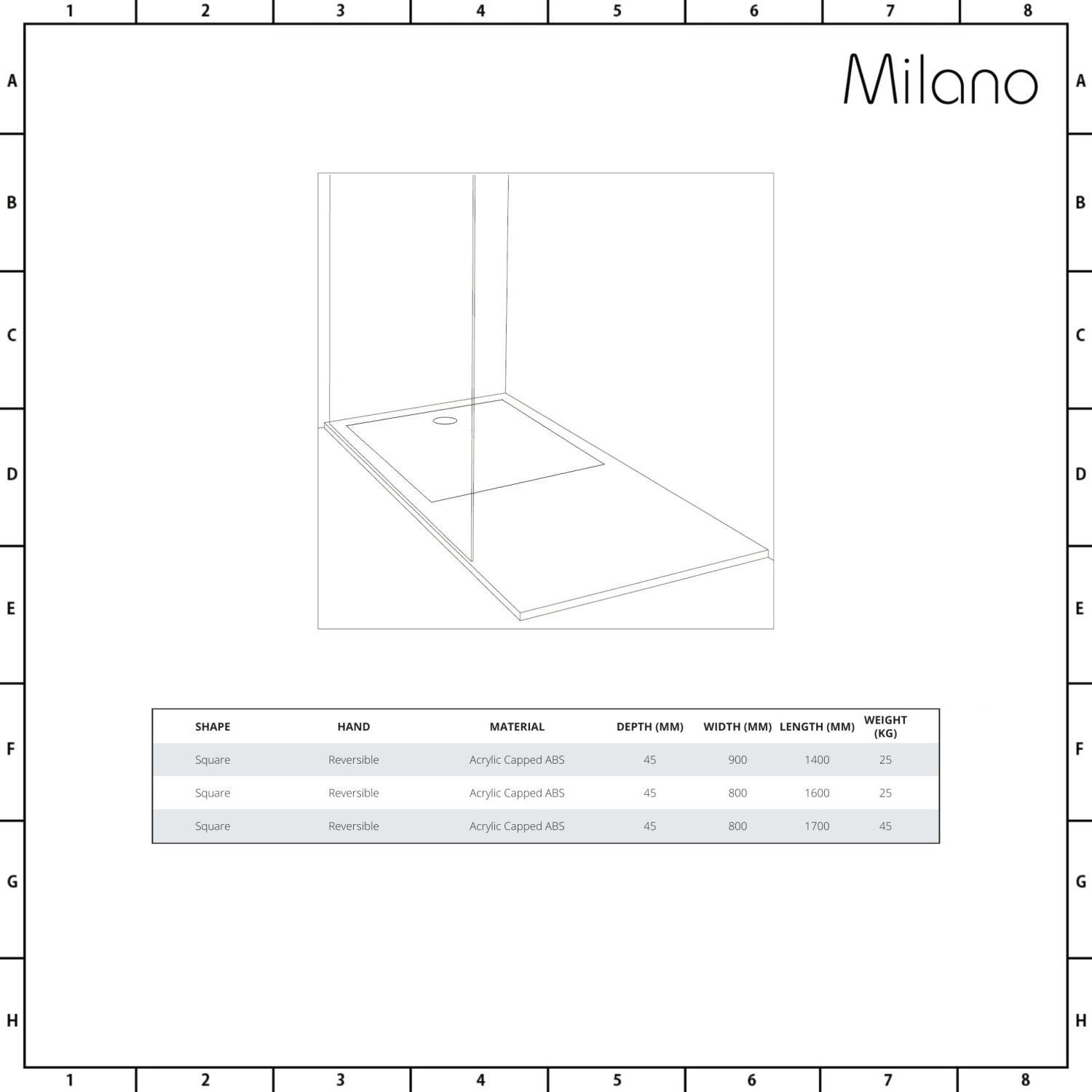Milano Lithic - Low Profile Rectangular Walk-In Shower Tray - Choice of ...