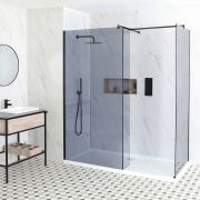 Milano Portland-Luna - Smoked Glass Chrome Wet Room Shower Enclosure - Choice of Glass Size and ...