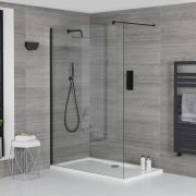 Milano Nero - 2 Sided Walk-In Shower Enclosure with Tray - Choice of Sizes