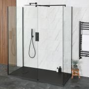 Milano Nero-Luna - Smoked Glass 2 Sided Walk-In Shower Enclosure with Tray - Choice of Sizes